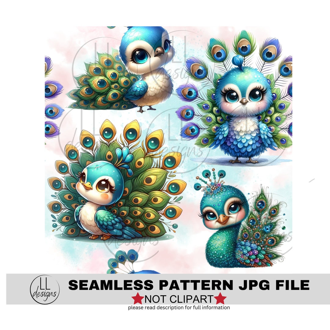 Pretty Peacocks JPG Seamless Pattern, Digital Paper,digital,paper ...