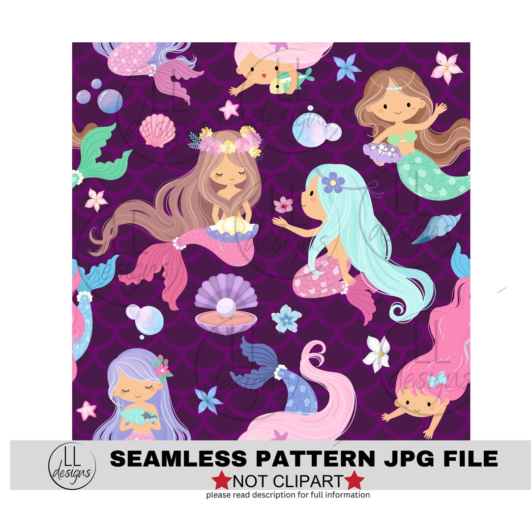 Scales Mermaids Purple Under the Sea Seamless Pattern, Digital Paper ...
