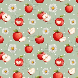 Daisy Apples Back to School Seamless Pattern, Digital Paper,digital ...