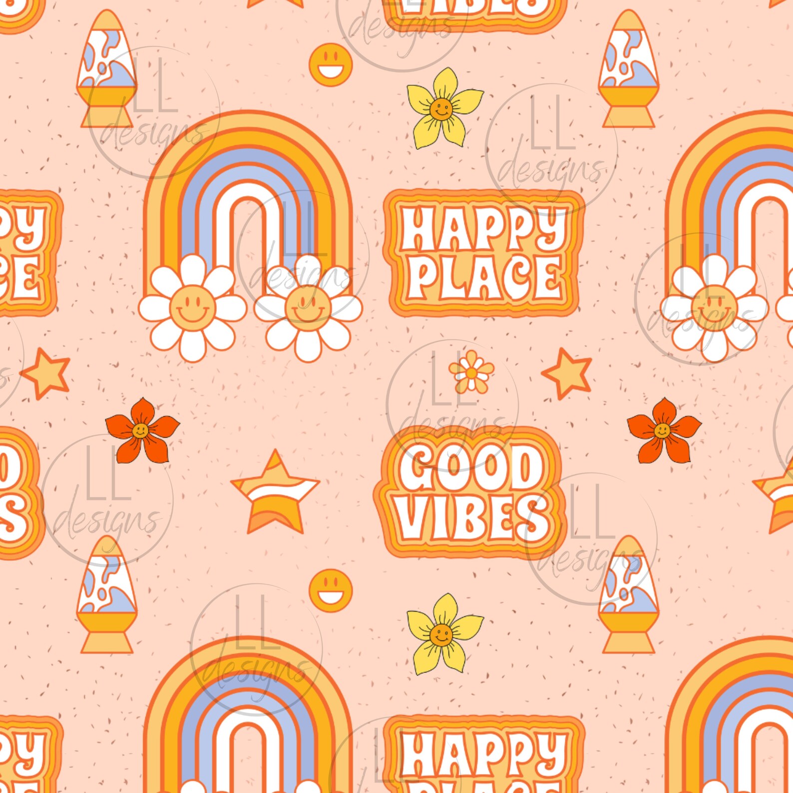 Rainbow Good Vibes Daisy Seamless Pattern, Digital Paper,digital,paper ...