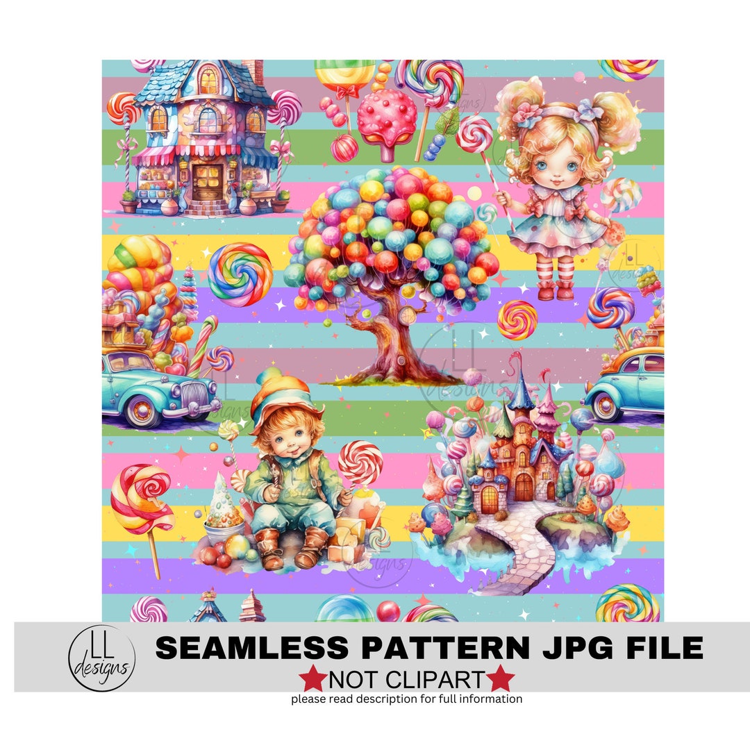 Candy Land Rainbow Colourful Seamless Pattern, Digital Paper,digital ...
