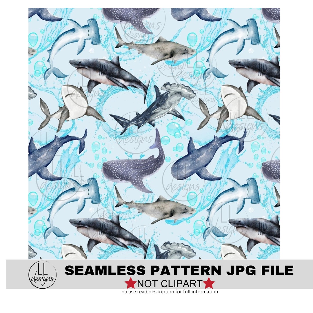 Shark Attack Hammerhead Seamless Pattern, Digital Paper,digital,paper ...