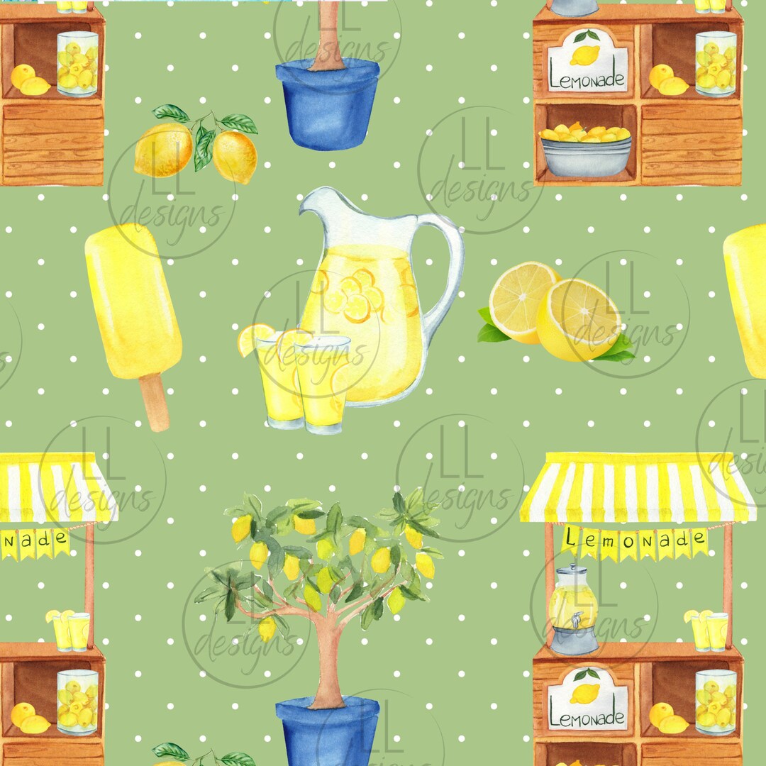 Lemonade Stand Lemons Seamless Pattern, Digital Paper,digital,paper ...