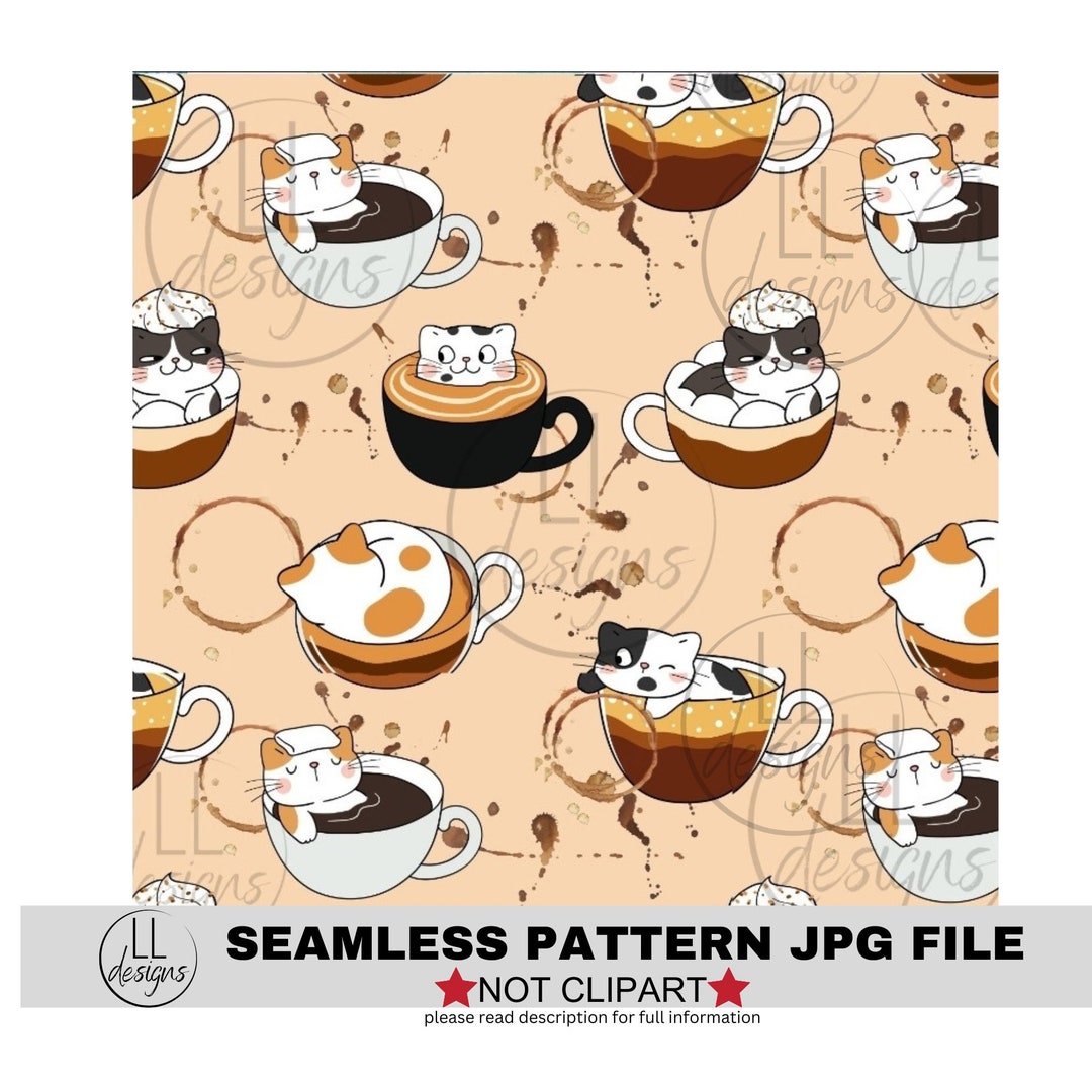 Coffee Cats Seamless Pattern, Digital Paper,digital,paper,seamless ...