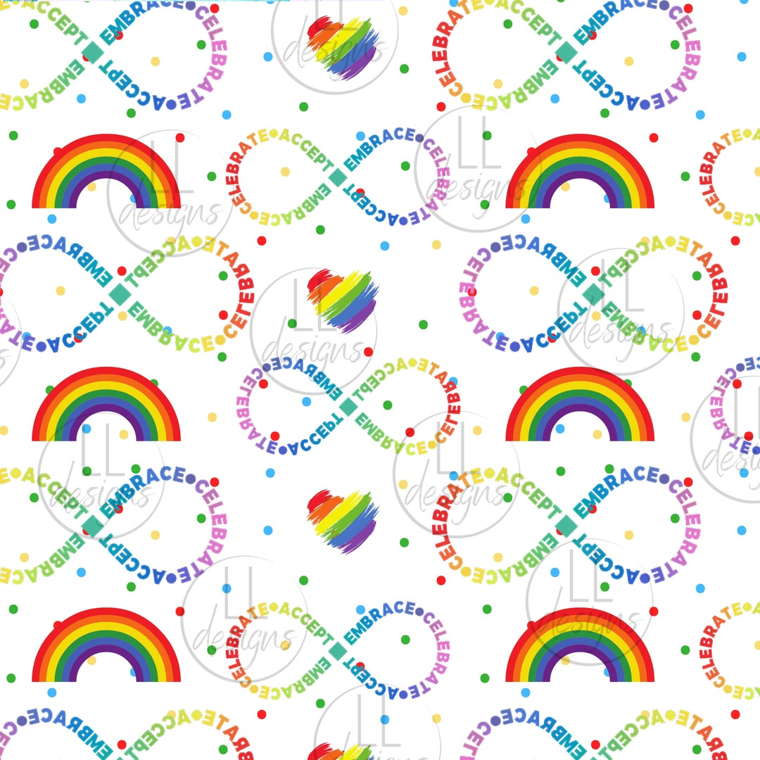 Accept Celebrate Embrace Rainbow Awareness Seamless - Etsy