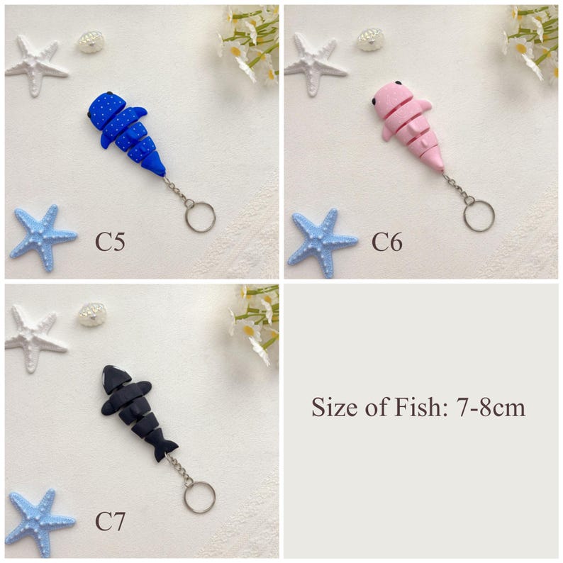 Custom Shark Keychain With Letter, Fish Charm Key Holder, Unique Whale ...