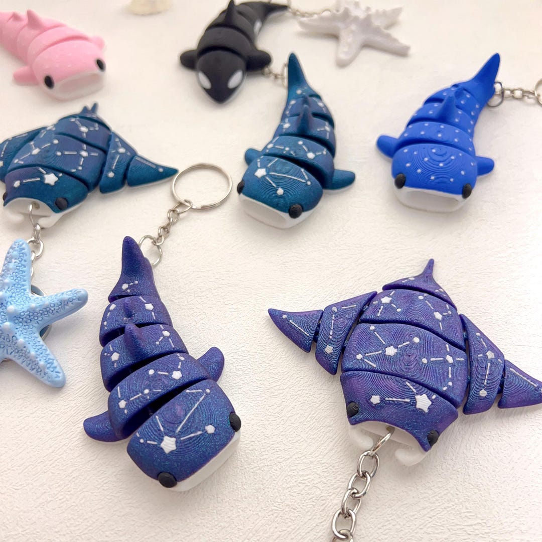 Custom Shark Keychain With Letter, Fish Charm Key Holder, Unique Whale ...