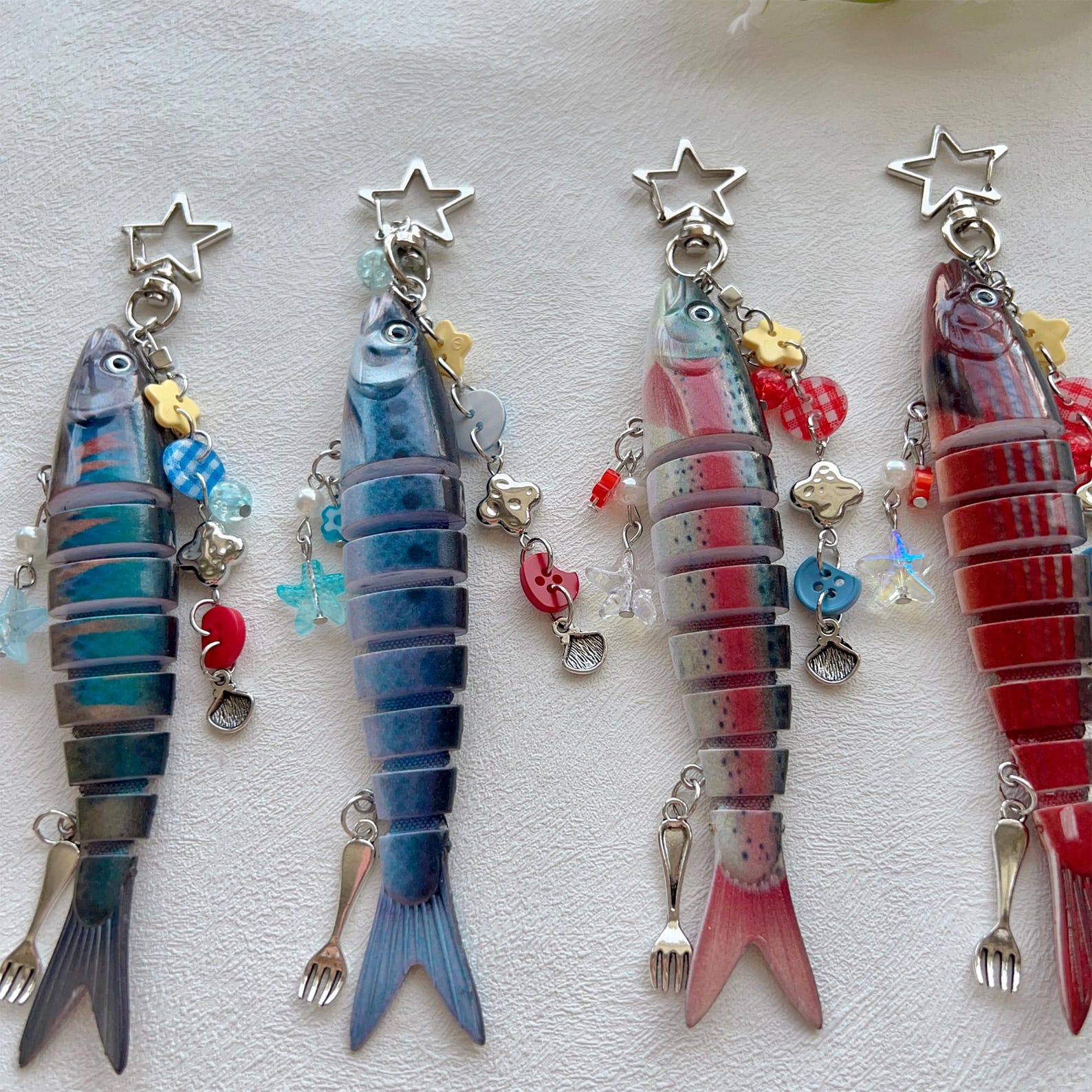 Custom Letter Fish Lure Keychain, Fish Bait Key Holder, Handmade Fish ...