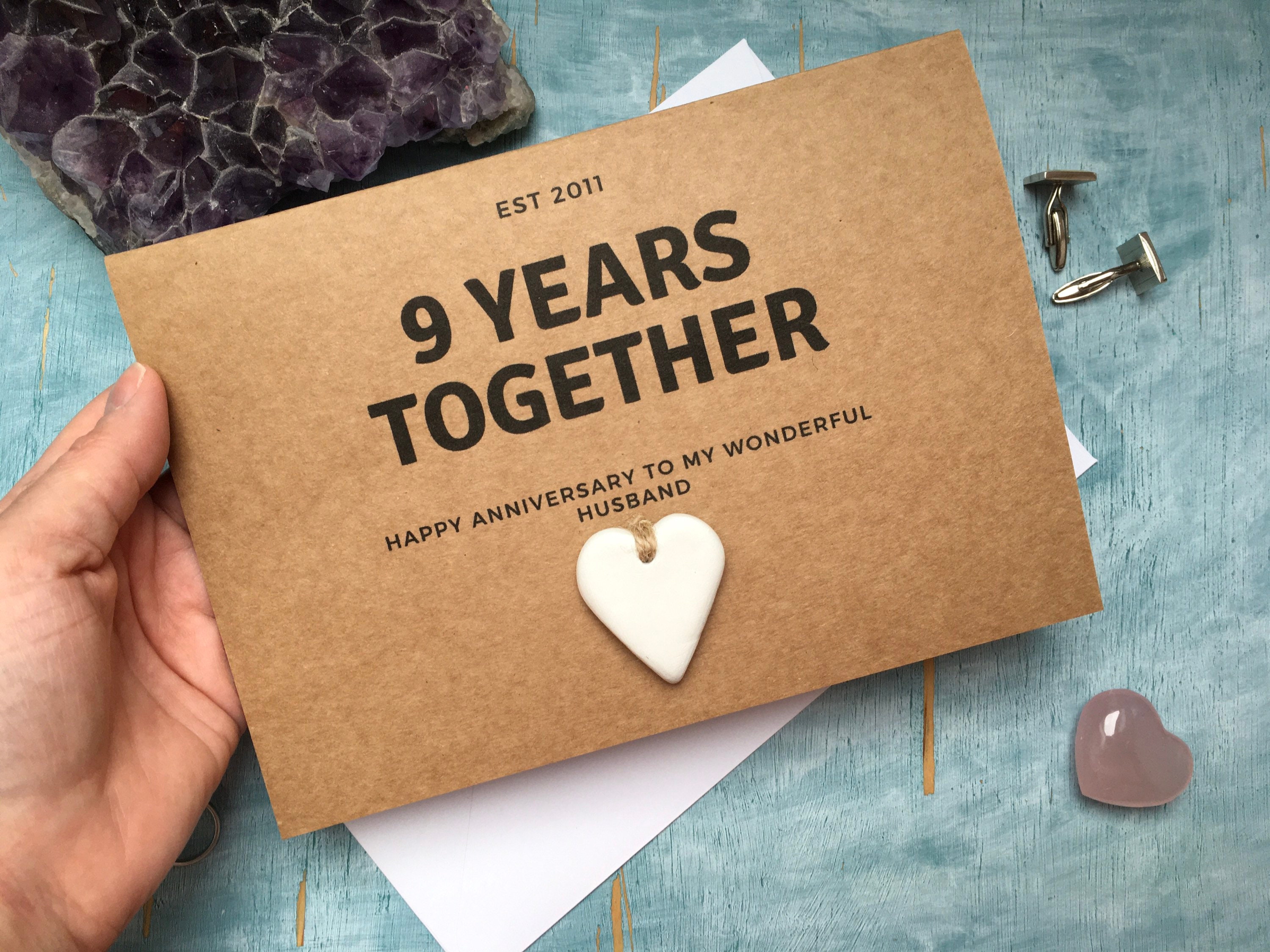 9th anniversary card for husband 9 years together est 2012 | Etsy