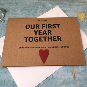 Our First Year Together, 1st Anniversary Card, Paper Wedding ...