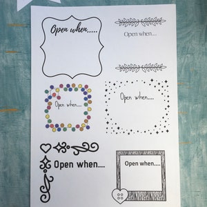 Printable Open When Stickers, Digital Printable Pdf Download Open When ...