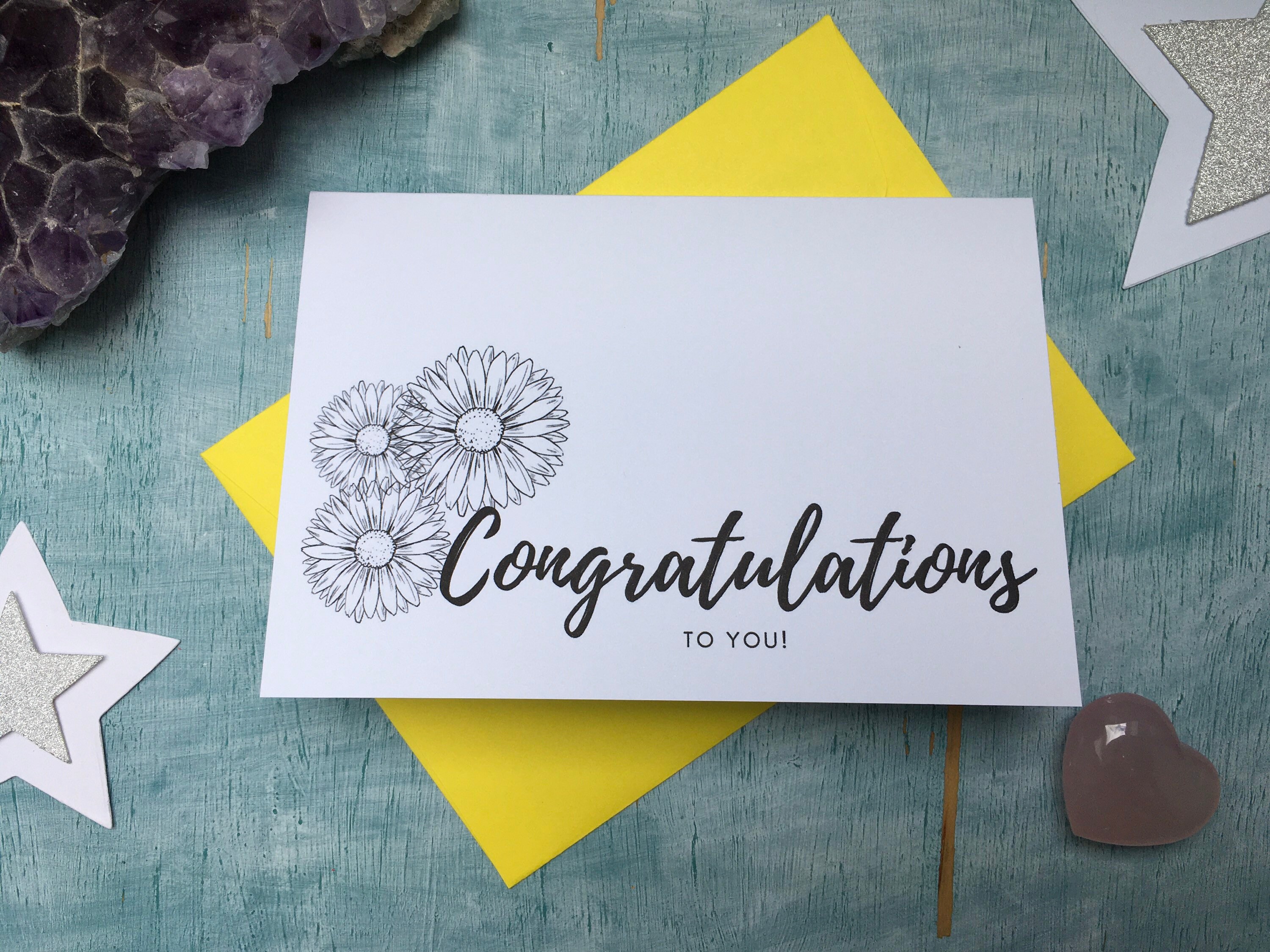 Sunflower Congratulations card with yellow envelope | Etsy