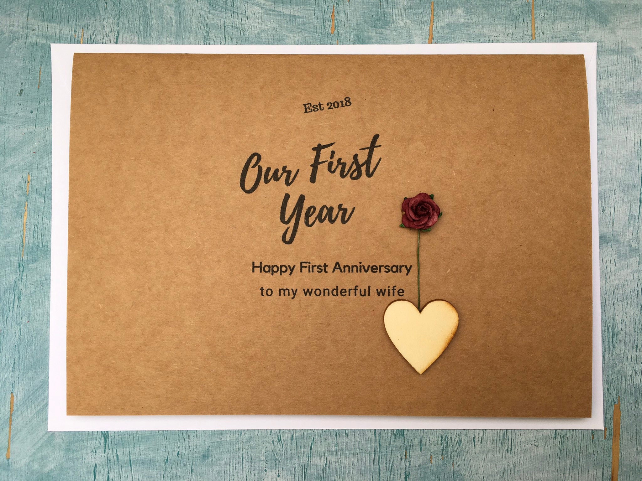 Our First Year First Anniversary Card With Paper Rose Paper | Etsy UK
