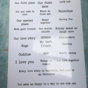 Custom Scrapbook Sentiments / Printed Love Words for Valentines ...