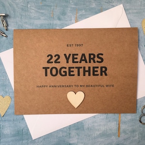 Personalised Custom 22nd Anniversary Card for Wife, 22 Years Together ...