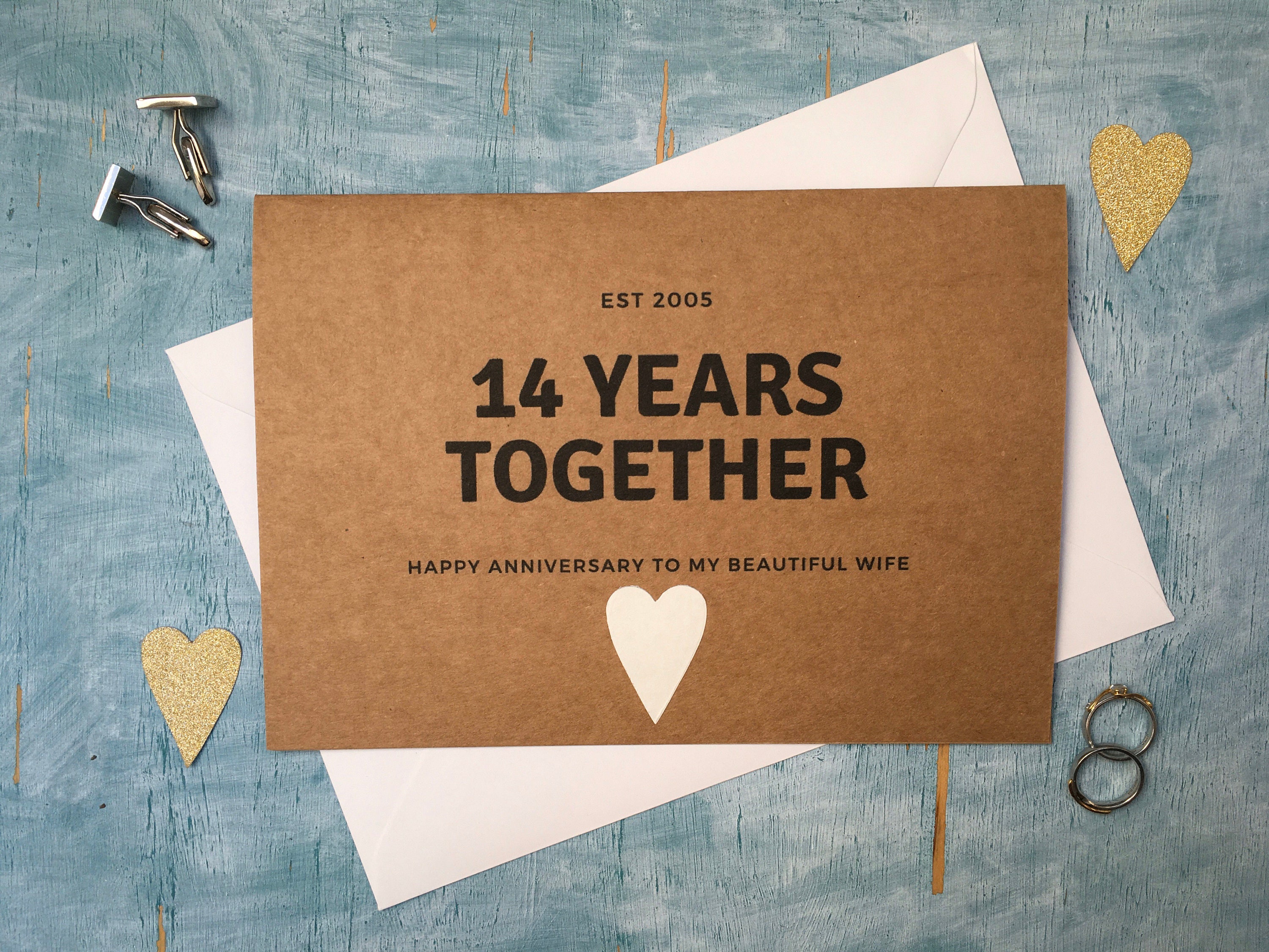 14th Anniversary Card 14 Years Together Established in 2007 | Etsy