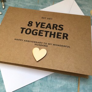 Personalised Custom 8th Year Wedding Anniversary Card Anniversary Gift ...