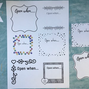 Printable Open When Stickers, Digital Printable Pdf Download Open When ...