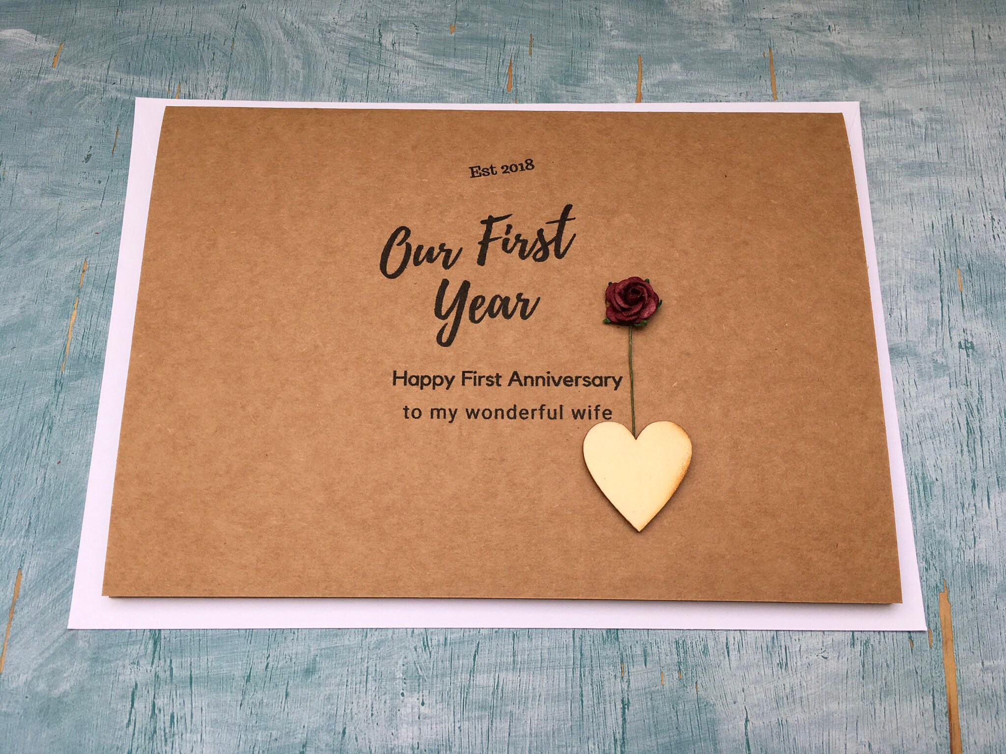 Our First Year First Anniversary Card With Paper Rose Paper | Etsy UK