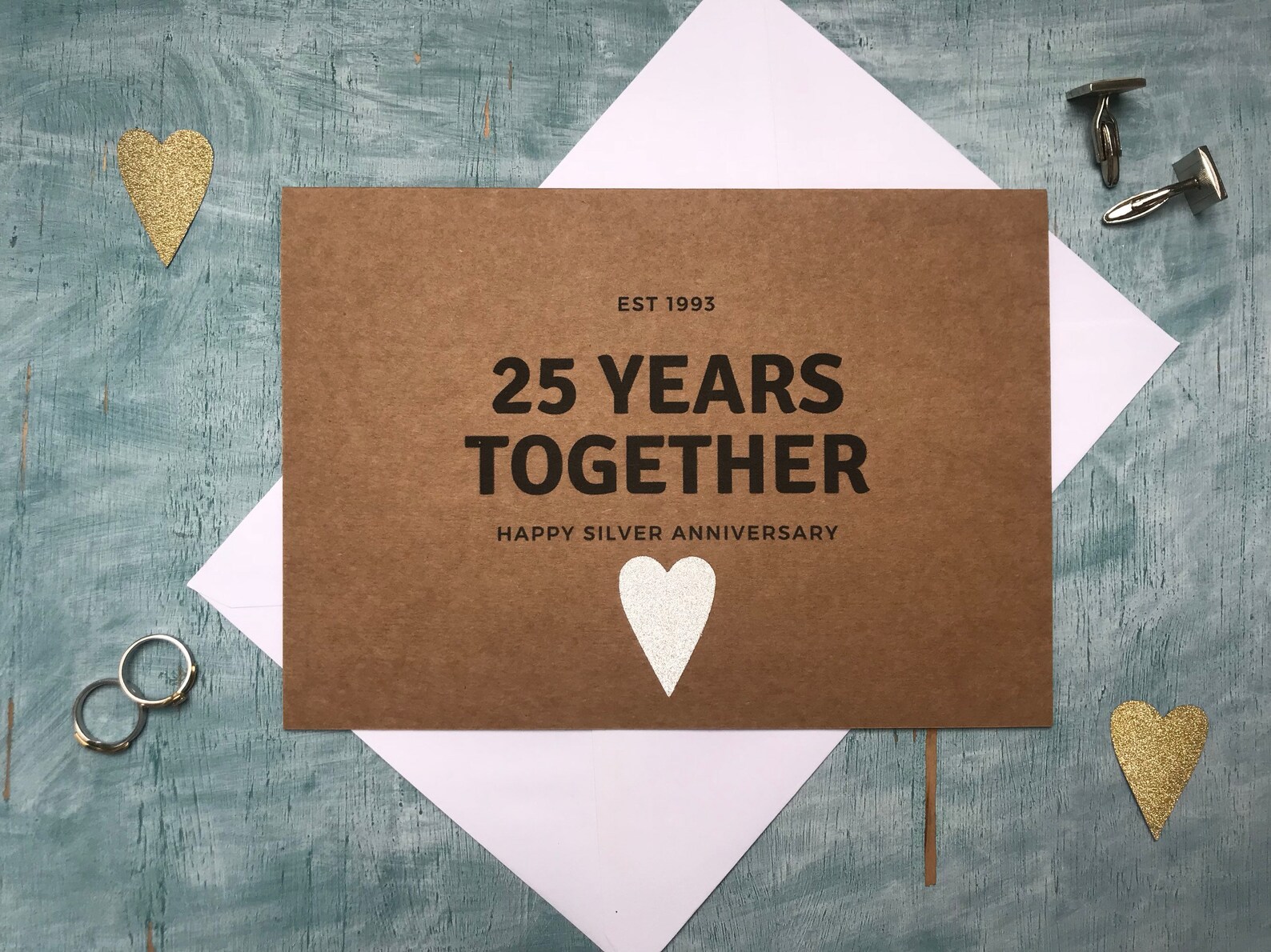 Personalised custom 25 year wedding anniversary card silver | Etsy