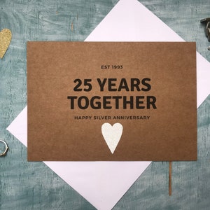 Personalised Custom 25 Year Wedding Anniversary Card, Silver ...