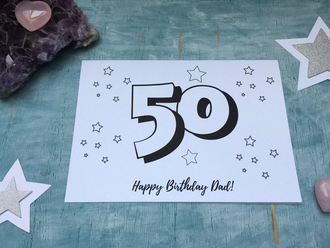 PDF Printable 50th Birthday Card for Dad Instant Download to | Etsy