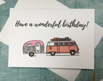 Camper Van Birthday Card - Etsy