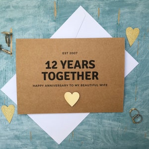 12th Anniversary Card, 12 Years Together for Husband or Wife MARRIED IN ...