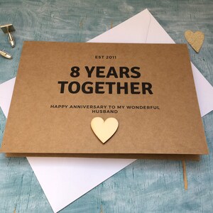Personalised Custom 8th Year Wedding Anniversary Card Anniversary Gift ...