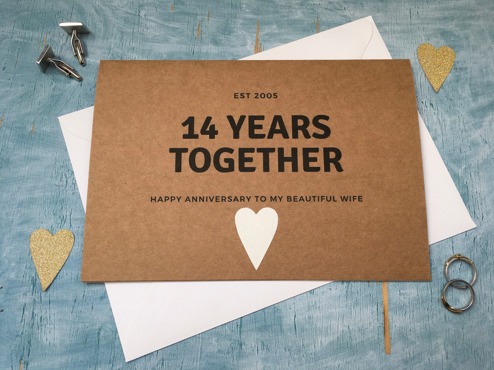14th Anniversary Card 14 Years Together Established in 2007 | Etsy