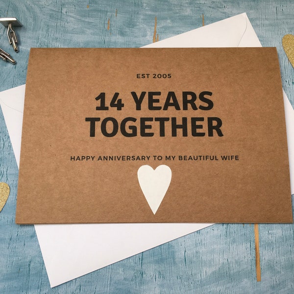 14th Wedding Anniversary Card - Etsy UK