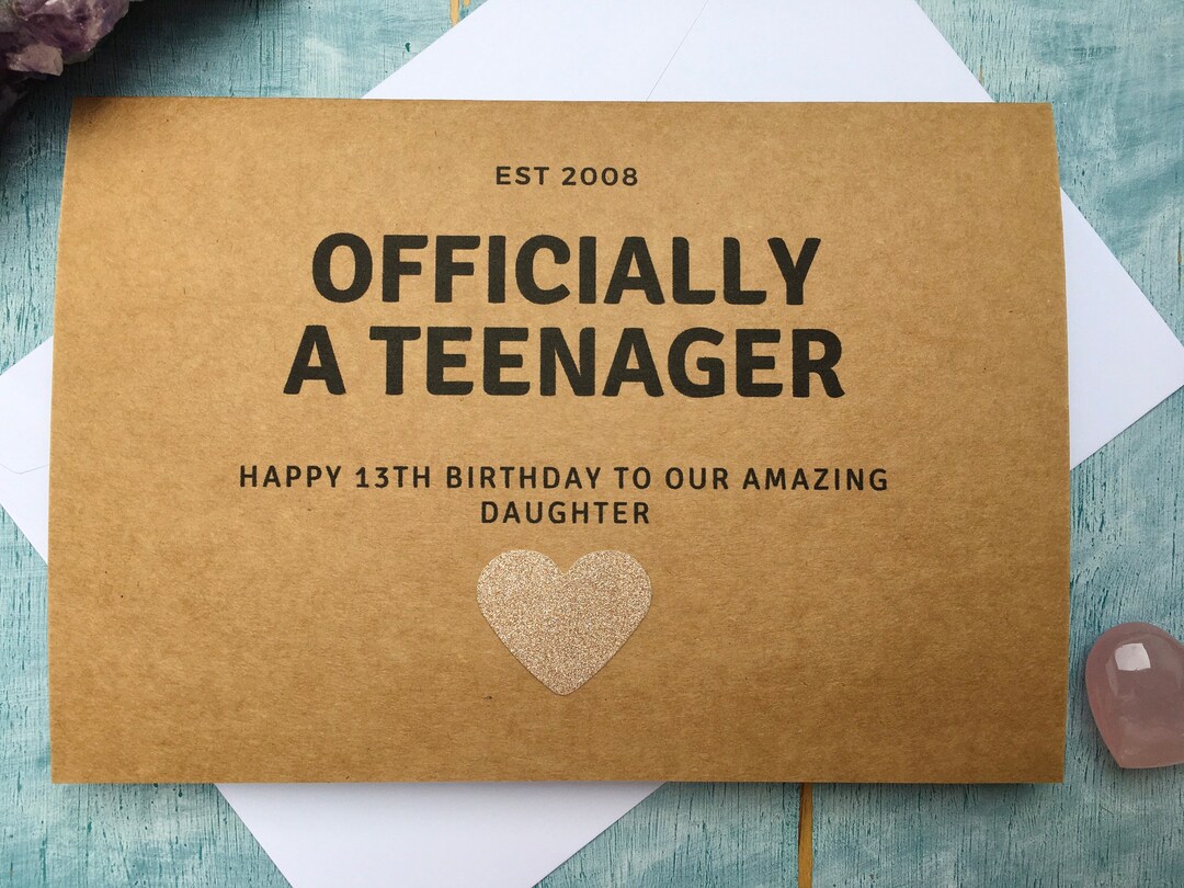 13th Birthday Card for a Girl, Officially a Teenager, Thirteen Card for ...