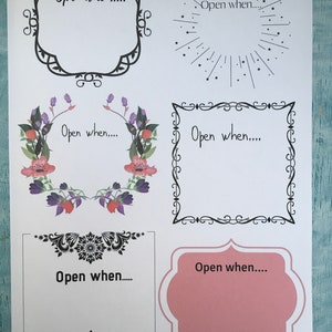 Printable Open When Stickers, Digital Printable Pdf Download Open When ...