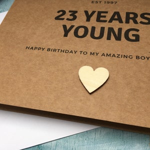 Custom 23rd birthday card 23 years young birthday adult | Etsy