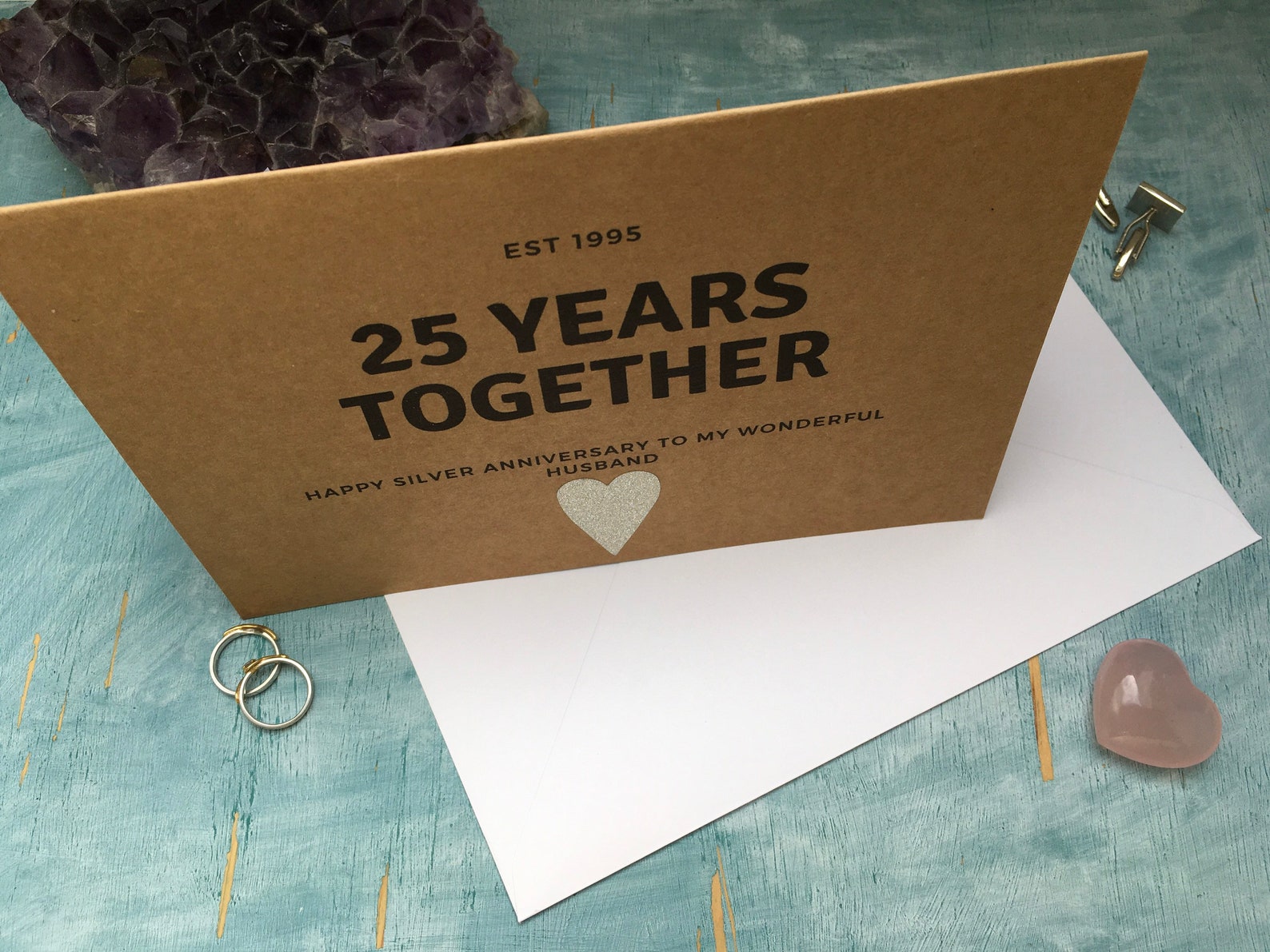 Personalised custom 25 year wedding anniversary card silver | Etsy
