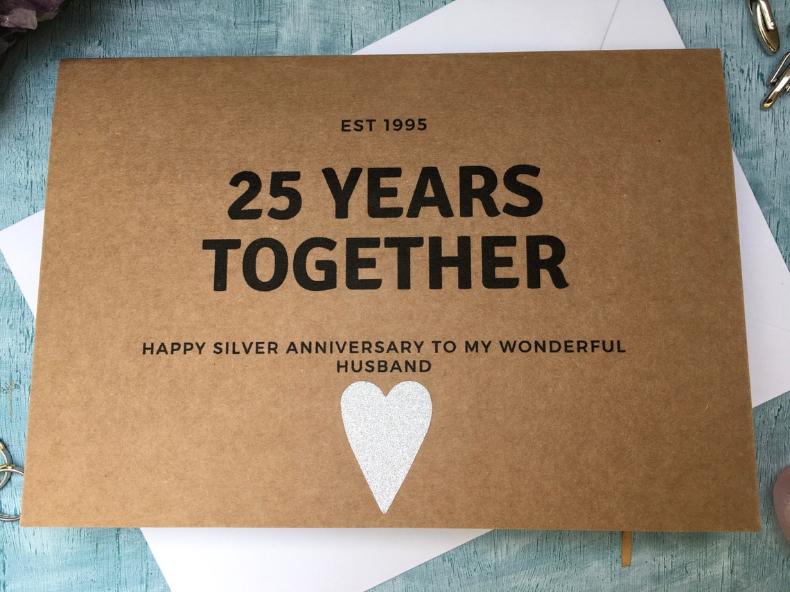 Personalised custom 25 year wedding anniversary card silver | Etsy