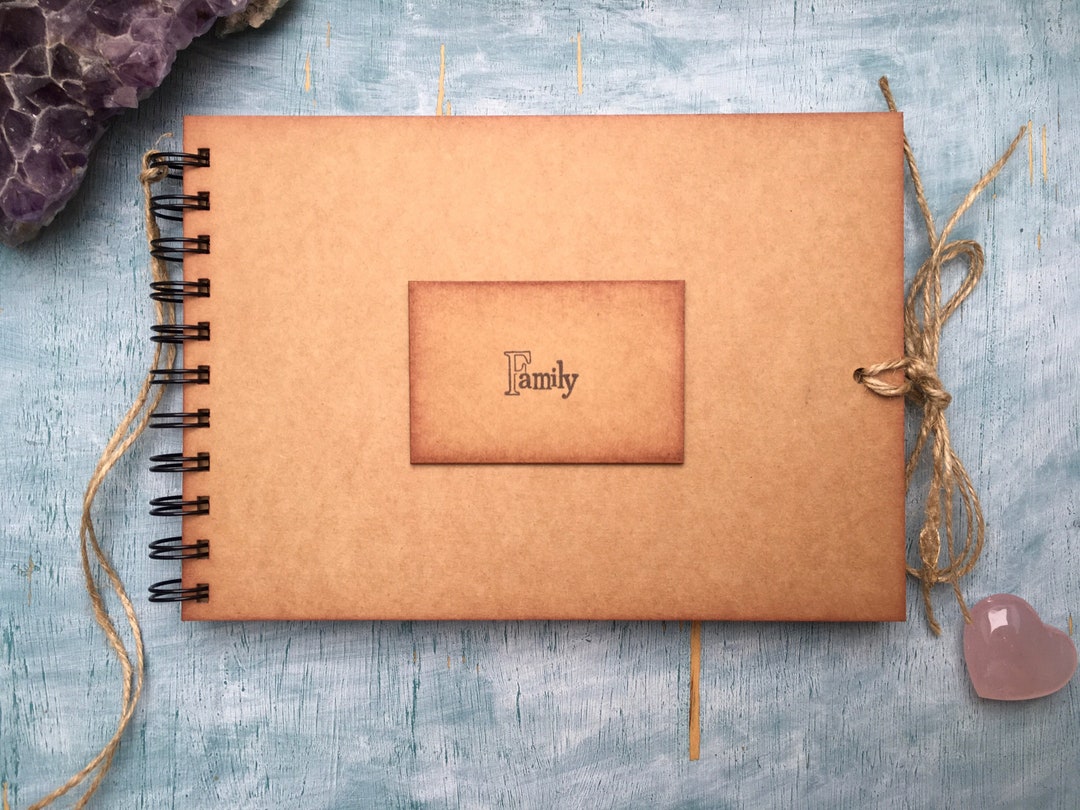 A5 Small Family Scrapbook Album, Rustic Kraft Card Blank Memory Book ...