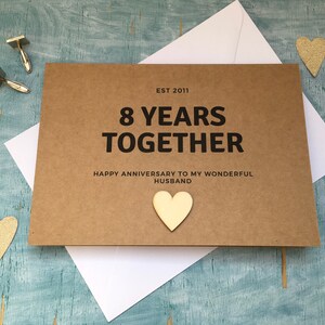 Personalised Custom 8th Year Wedding Anniversary Card Anniversary Gift ...