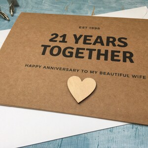 Personalised Custom 21st Anniversary Card, 21 Years Together, 21st ...