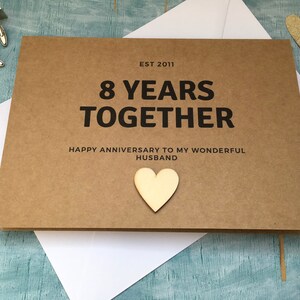 Personalised Custom 8th Year Wedding Anniversary Card Anniversary Gift ...