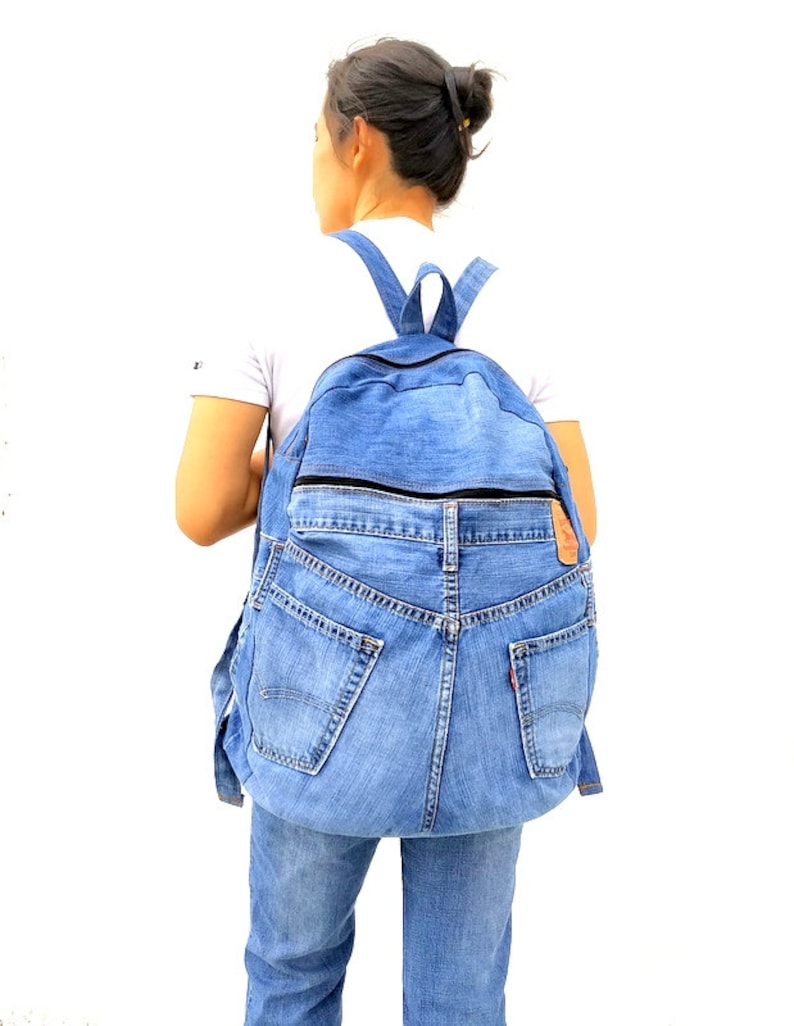 Denim Backpack, Levis Jeans, Jean Bag, Recycled Jeans, Vintage Bag ...
