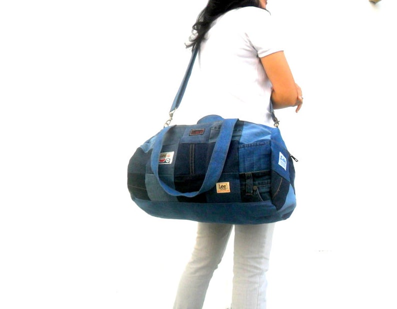 Denim Duffle Bag Denim Crossbody Bag Denim Messenger Bag | Etsy