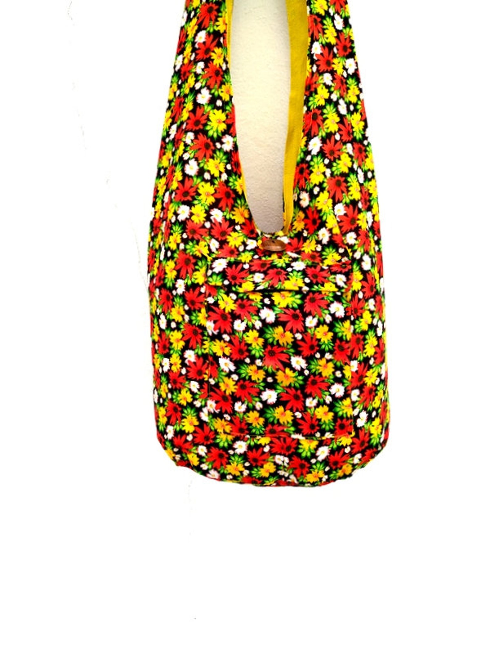 Floral Bag Hobo Bag Rasta Bag Hippie Bag Retro Bag Cross | Etsy