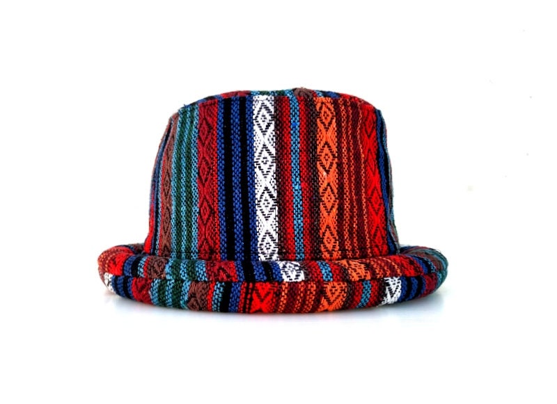 Rainbow Bucket Hat, Boho Rolled Brim, Hobo Hat, Hippie Hat, Hipster Hat ...