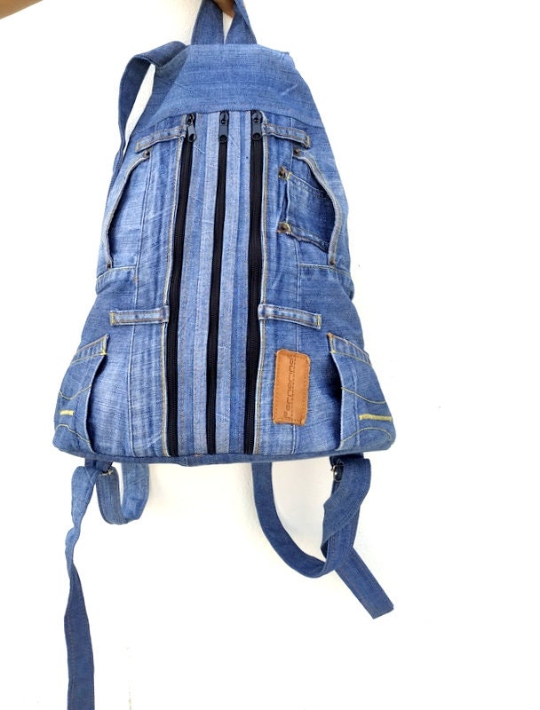 Denim Backpack Jeans Backpack Jean Bag Recycled Jeans | Etsy