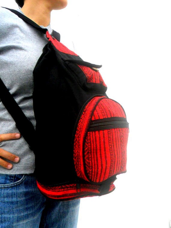 Backpack Bag Folding Bag Bohemian Backpack Ethnic Backpack Red - Etsy