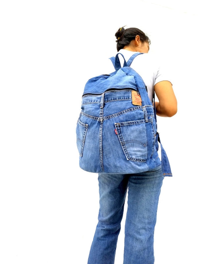 Denim Backpack, Levis Jeans, Jean Bag, Recycled Jeans, Vintage Bag ...