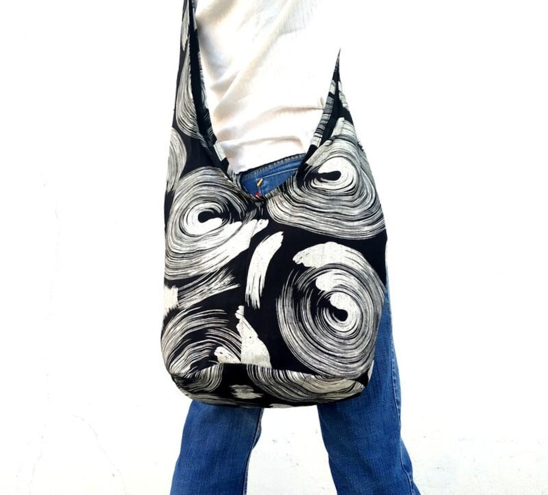 Circular Swirl Bag, Black White Bag, Crossbody Swirl Art Bag, Shoulder ...