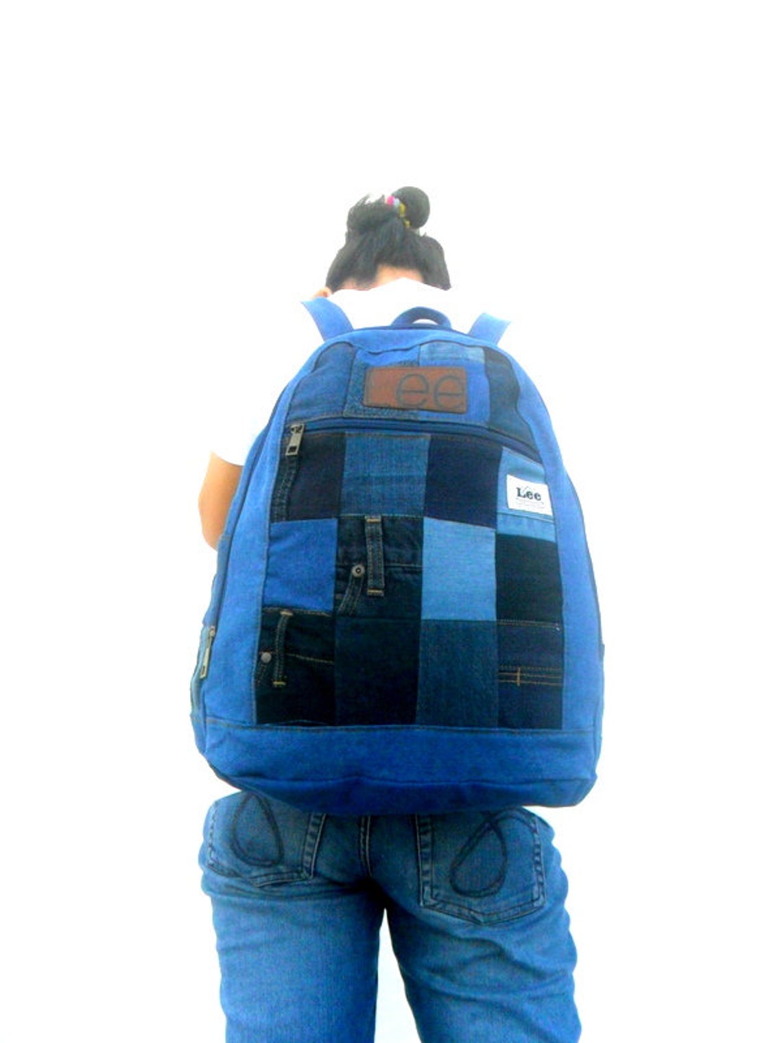 Lee Denim Backpack Reclaimed Jeans Bag Denim Rucksack | Etsy