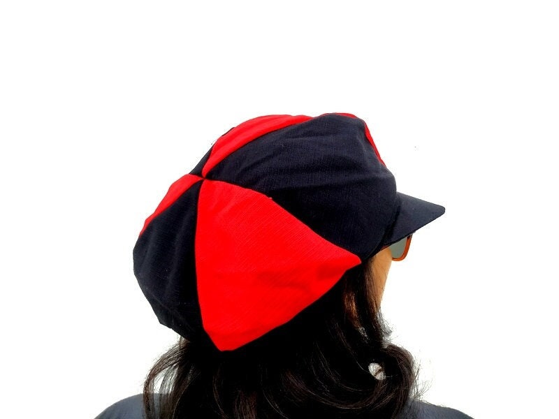 Red Black Newsboy Hat, Gatsby Cap, Newsboy Caps, Dreadlocks Hat, Women ...